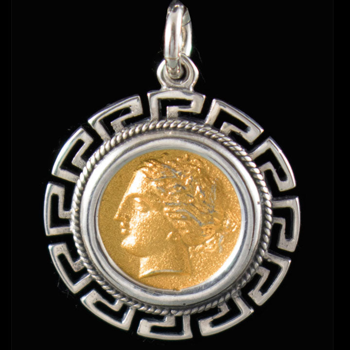 Aphrodite & Pegasus Mythical Horse Silver Coin Pendant(Gold Plated ...