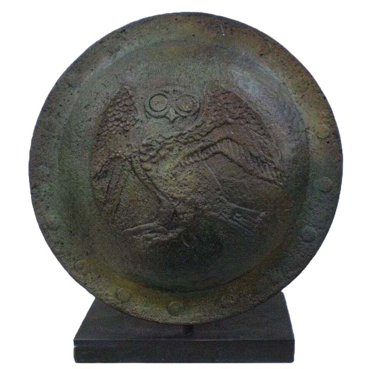 Bronze small shield with Owl of Wisdom - Warrior Goddess Athena symbol ...
