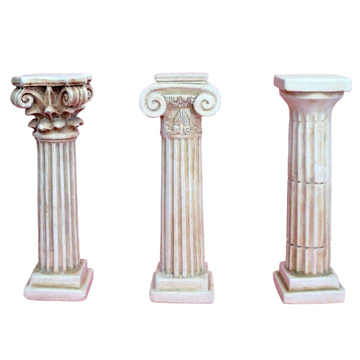 Set of 3 small Columns - Classical Architecture - Ionic Doric Corinthi ...