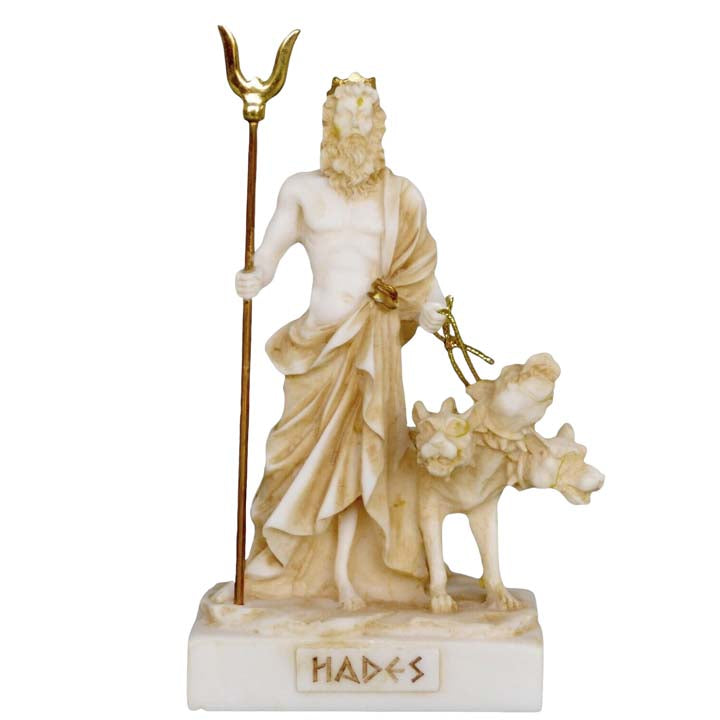 Hades and Cerberus Alabaster aged small statue - Ancient God of The Un ...