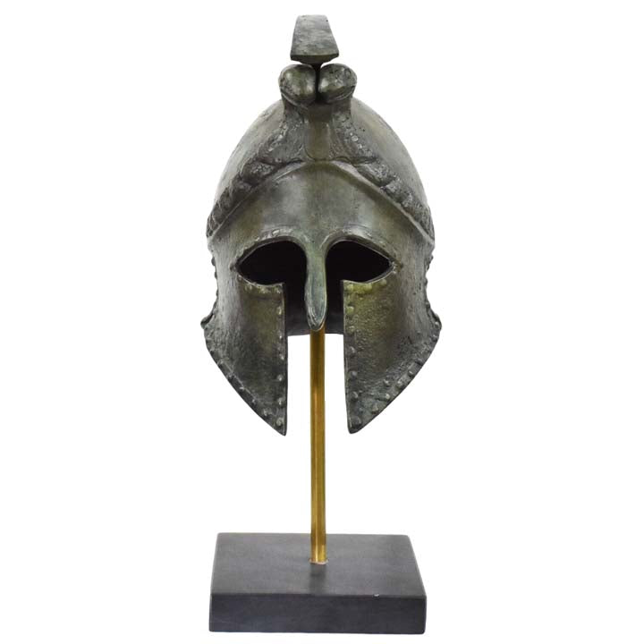 Corinthian pure bronze helmet with snakes - Marble base - Hoplite sold ...
