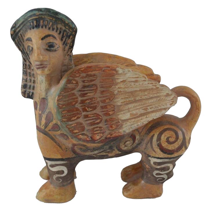 Sphinx clay statue sculpture - Guardian of sacred places – Talos Artifacts