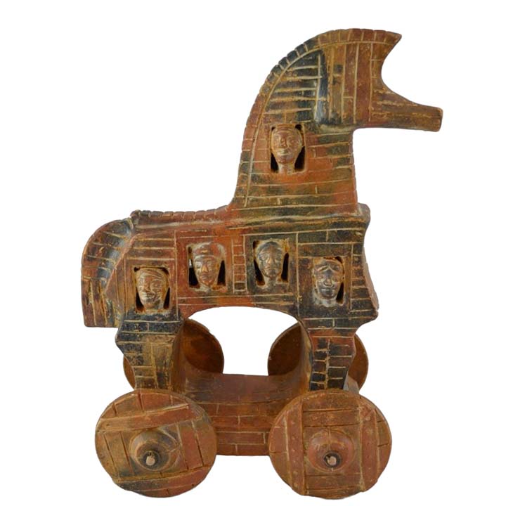 Trojan horse clay statue sculpture - Greek Mythology - Homer iliad war ...