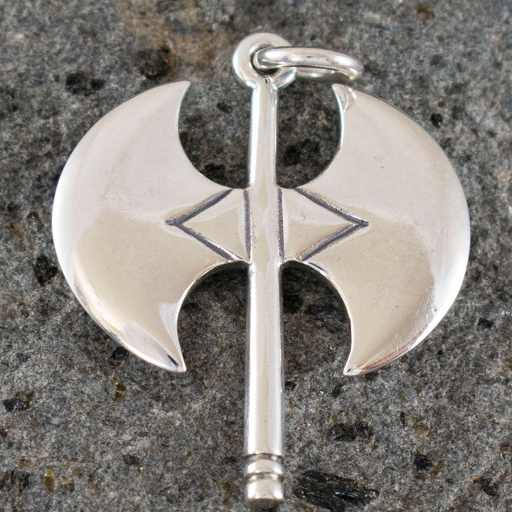 Double Headed Axe Silver Pendant - Labrys Ancient Minoan Crete – Talos ...