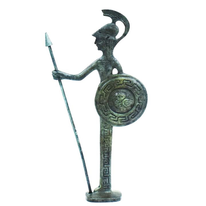 Goddess Athena with shield small bronze figurine - Symbol of Wisdom St ...