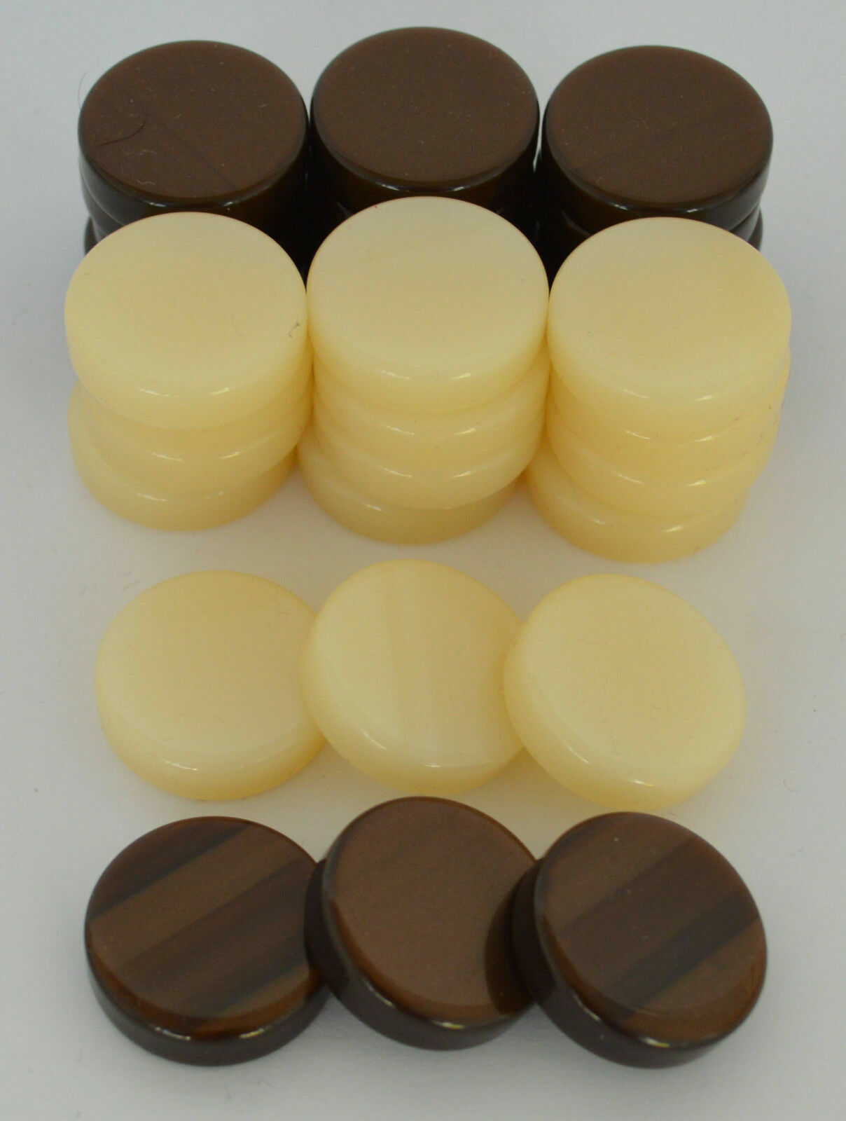 30 Small Acrylic Backgammon Checkers - Chips Brown & Ivory 1 inch - Hi ...