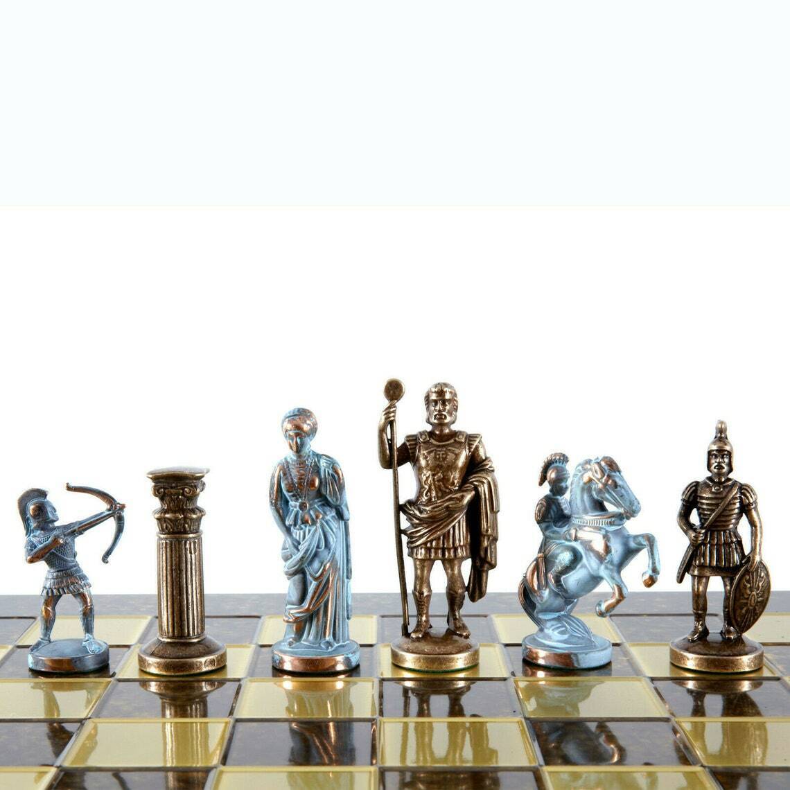 Archers Large Chess Set - Blue Copper Pawns - Brown chess Board – Talos ...