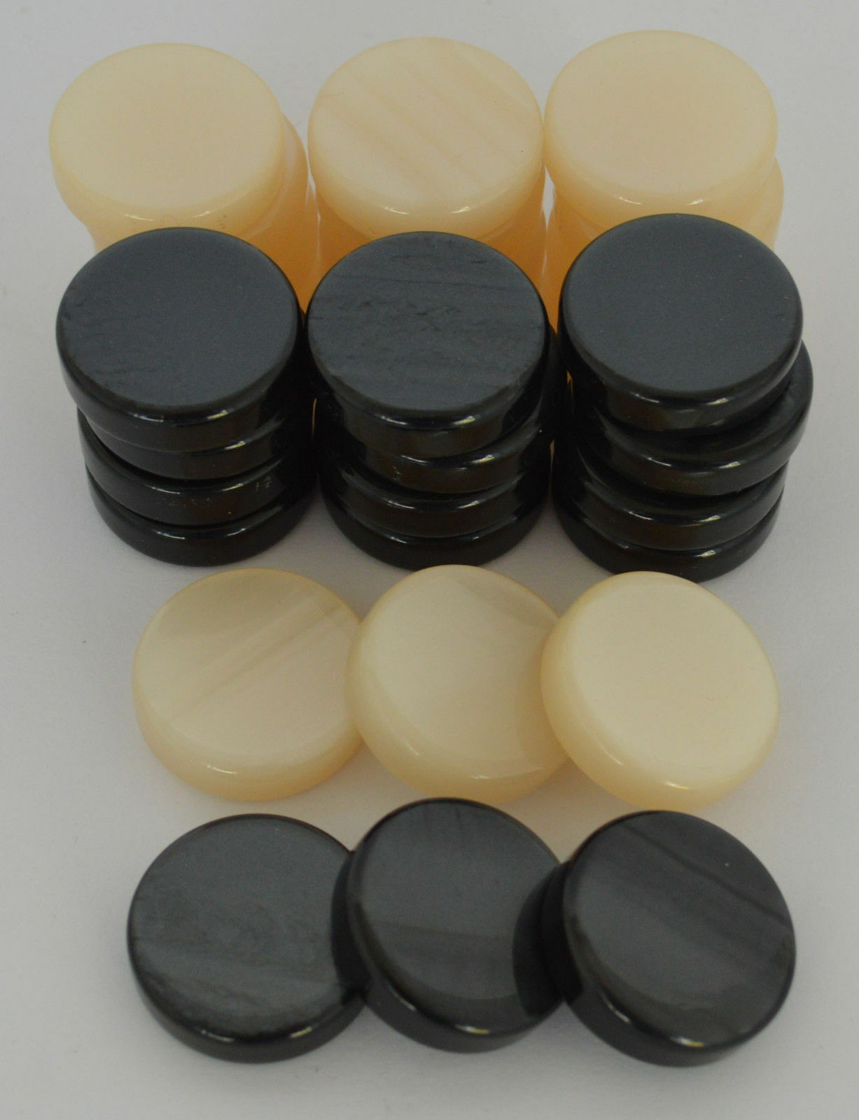 30 Small Acrylic Backgammon Checkers - Chips Black & Ivory 1 inch - Hi ...