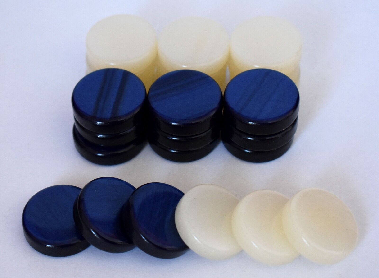 30 Small Acrylic Backgammon Checkers - Chips Blue & Ivory 1 inch - Hig ...