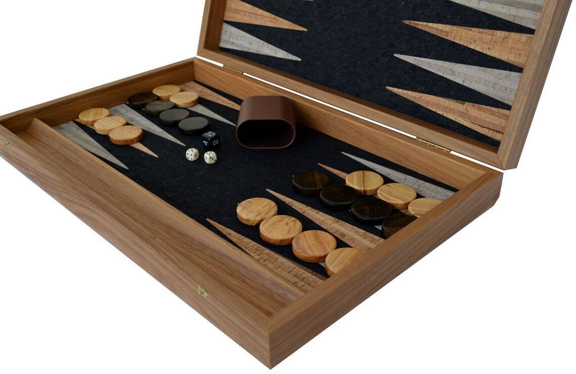 Natural Cork Backgammon Set - Handmade in Greece - Olive wood chips ...