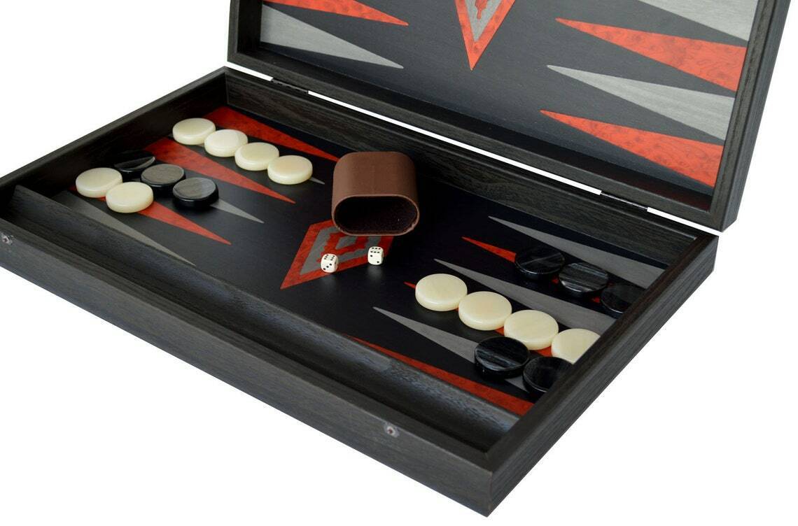 Argento Black Silver Backgammon Set - Handmade with Walnut Wood - Red ...
