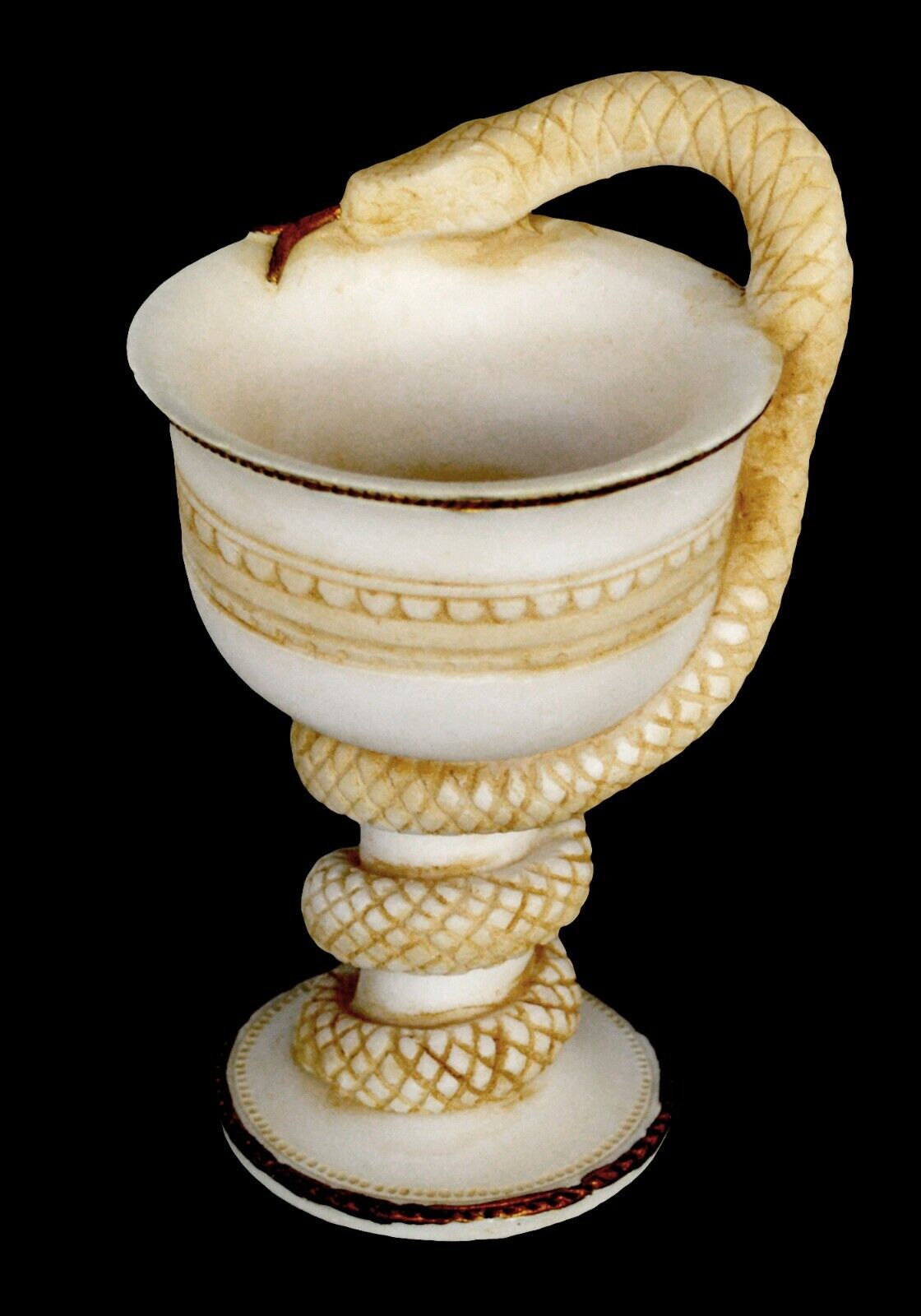 Alabaster aged Cup with snake design - Symbol of healing - Guardian of ...